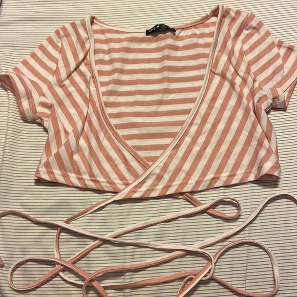 SHEIN | Tops | Shein Cross Cross Tie In The Front Top | Poshmark